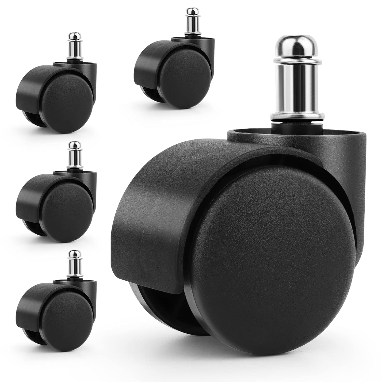 Lot de 5 roulettes pour chaise de bureau – Rotation 360° pour tous ...
