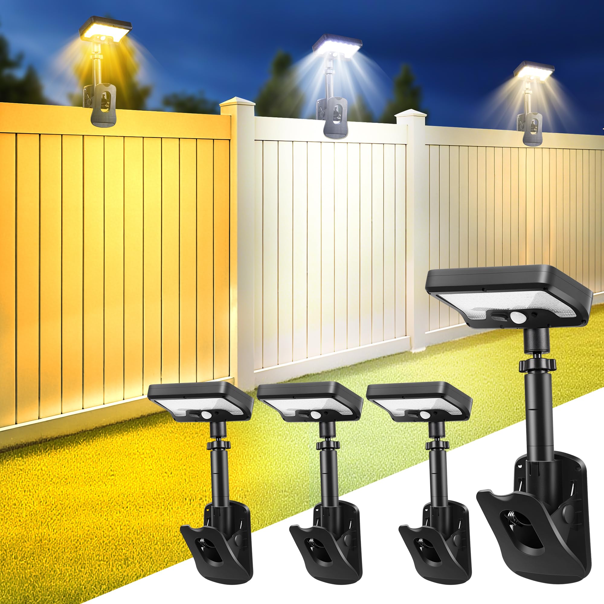 Juego de 4 luces solares de pared con pinza, impermeables, con sensor ...