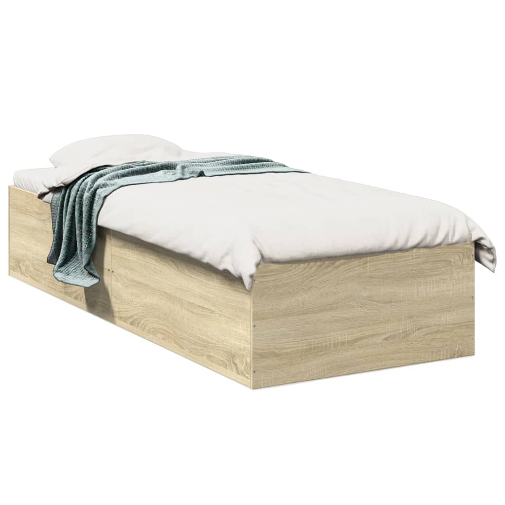 Lit simple | Lit adulte | Cadre de lit chêne sonoma 90x190 cm bois d ...