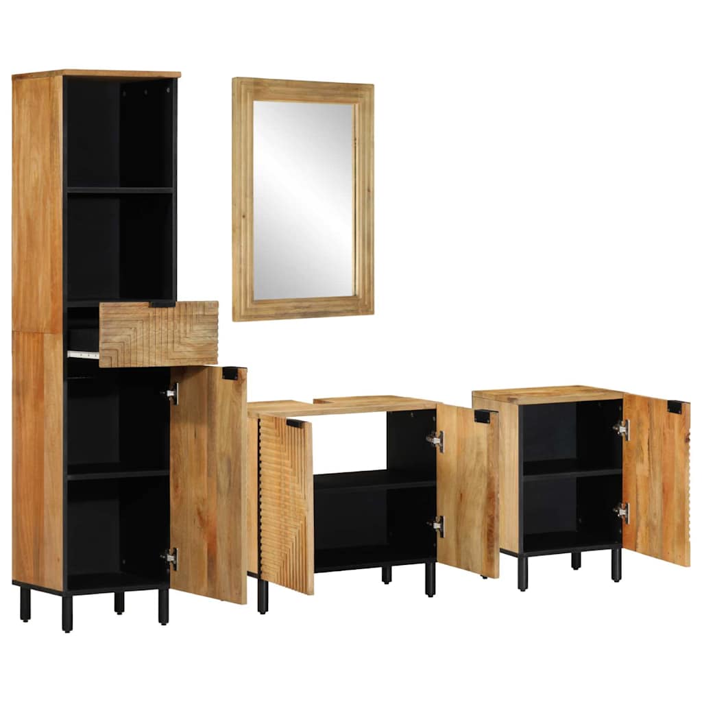 Conjunto de muebles de ba?o 4 piezas marrón madera maciza mango | Leroy ...