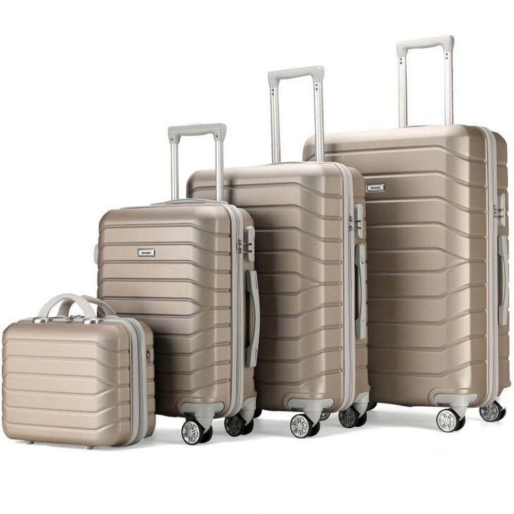 Set 4 Valigie Rigide Champagne Bagaglio con Beauty Case Viaggio ...