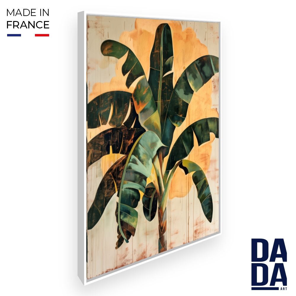 Toile encadrée Feuillage tropical vibrant / 60x90cm / Cadre Blanc ...