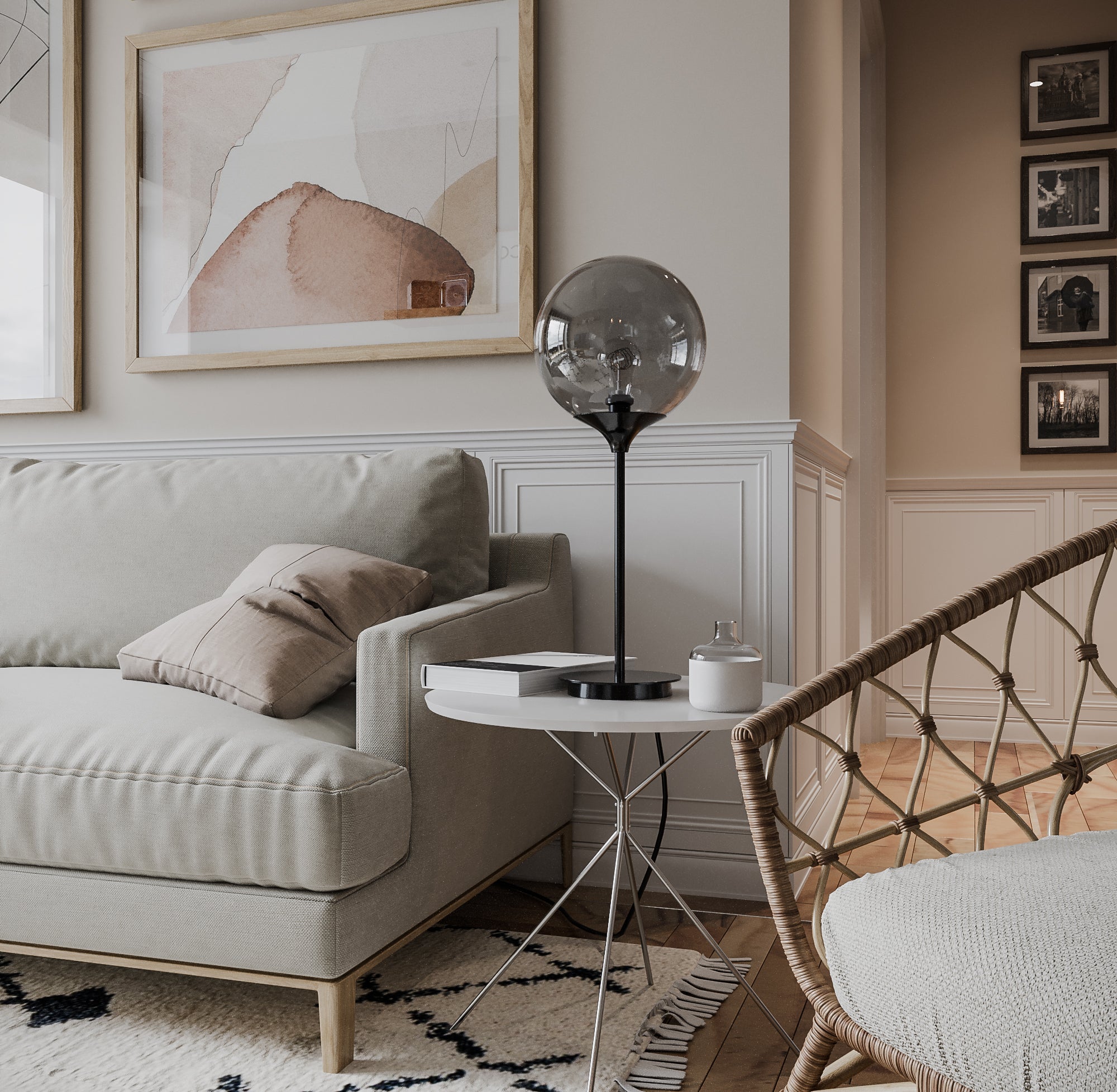 Potiron Paris - NOTO - Lampe à poser design en métal noir et verre fumé ...