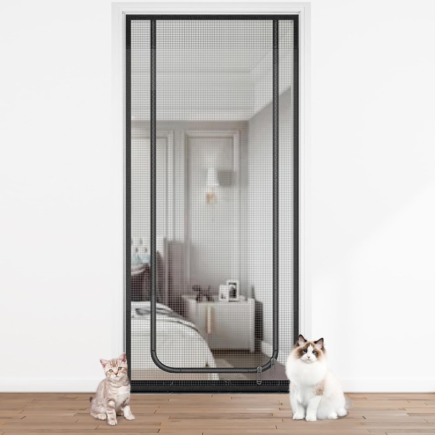 Moustiquaire de Porte pour Chat Chats Grille pour chat avec Fermeture ...