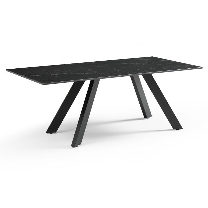 Table basse 120x60 cm céramique noir marbré pieds inclinés - INDIANA 08 ...