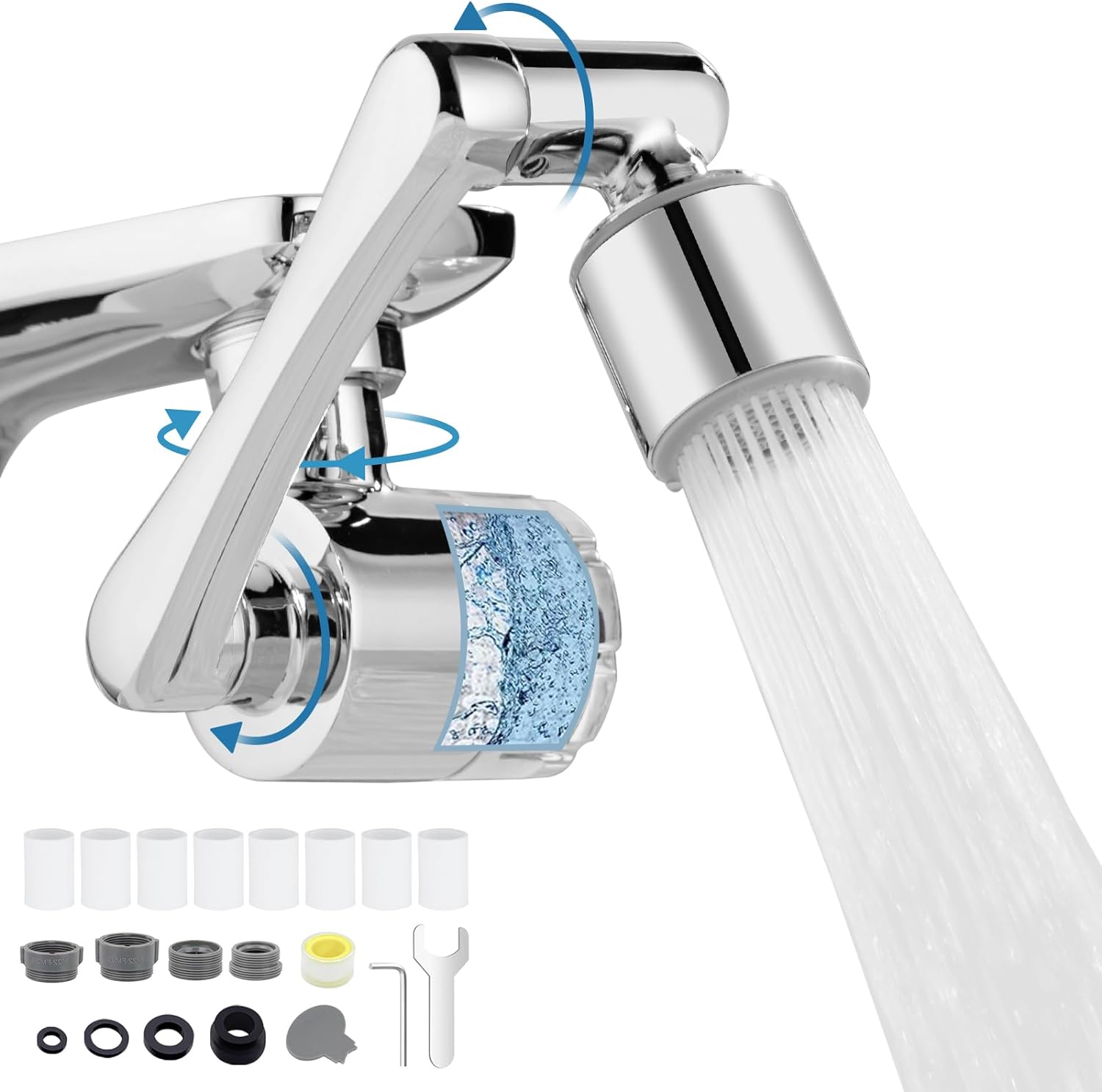 Robinet de Rallonge Multifonctionnel pivotant à 1080° Robinet avec 8 ...