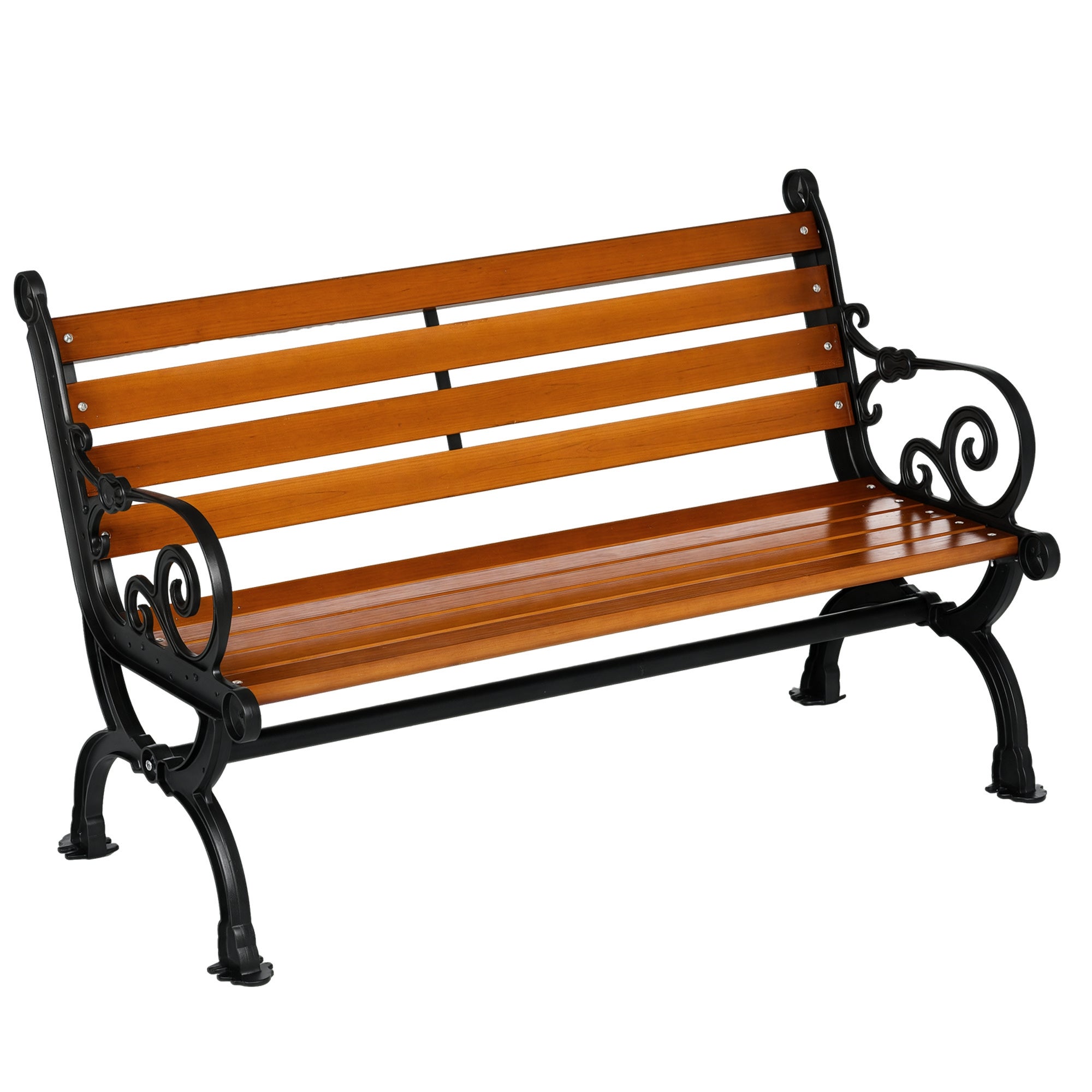 Banc jardin 2 places aluminium bois lattes accoudoirs 120x64x79 cm teck ...