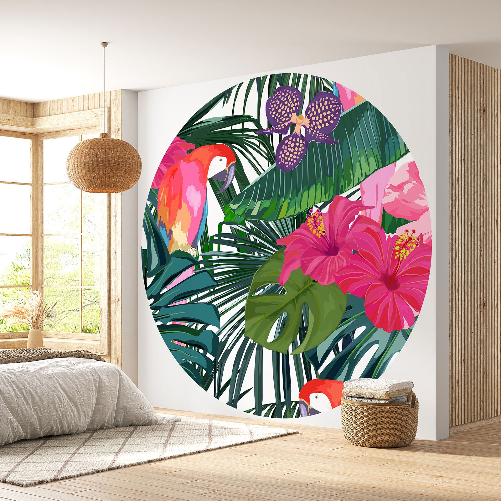 Papel pintado redondo - Motivo tropical - Diámetro 120 cm | Leroy Merlin