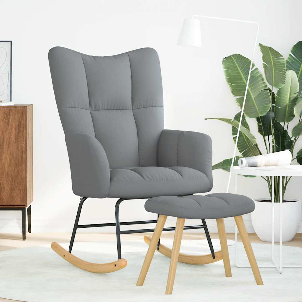 Silla de relax | Sillón mecedora con taburete tela gris claro CFW221969 | Leroy Merlin
