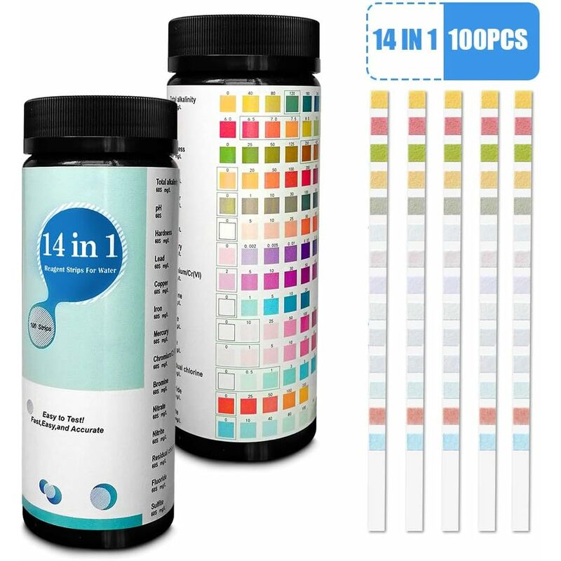 Lot de 100 bandelettes de test 14 en 1 pour l'eau potable et l'eau du ...
