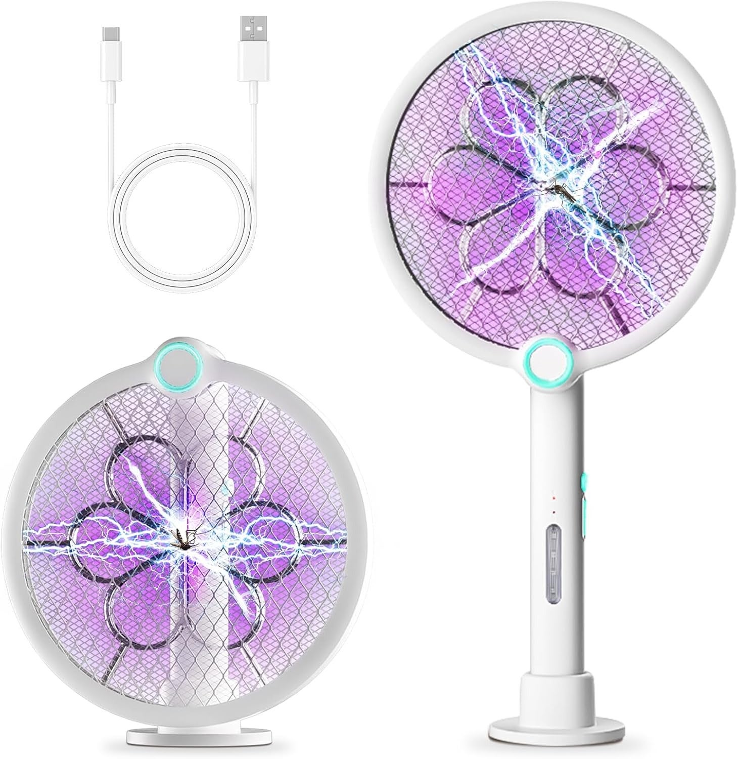 Racquette électrique pliable Fly Swatter Bug Zapper rechargeable avec ...