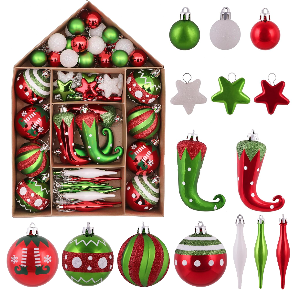 Juego de 70 adornos para árbol de Navidad, Juego de bolas navideñas ...