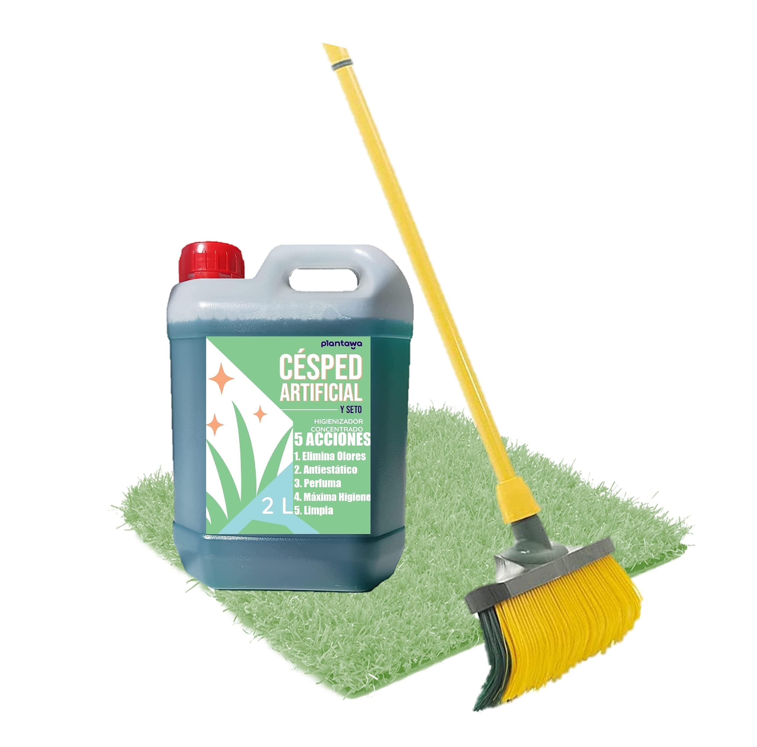 PLANTAWA Pack Ahorro Limpiador Cespéd Concentrado 2L + Cepillo + Mango, Cesped Artificial ...