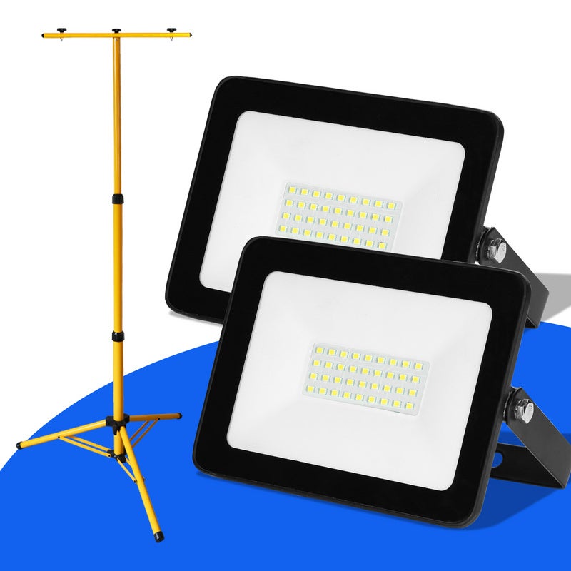 Foco LED de construcción 2X 30W con trípode ajustable reflector para ...