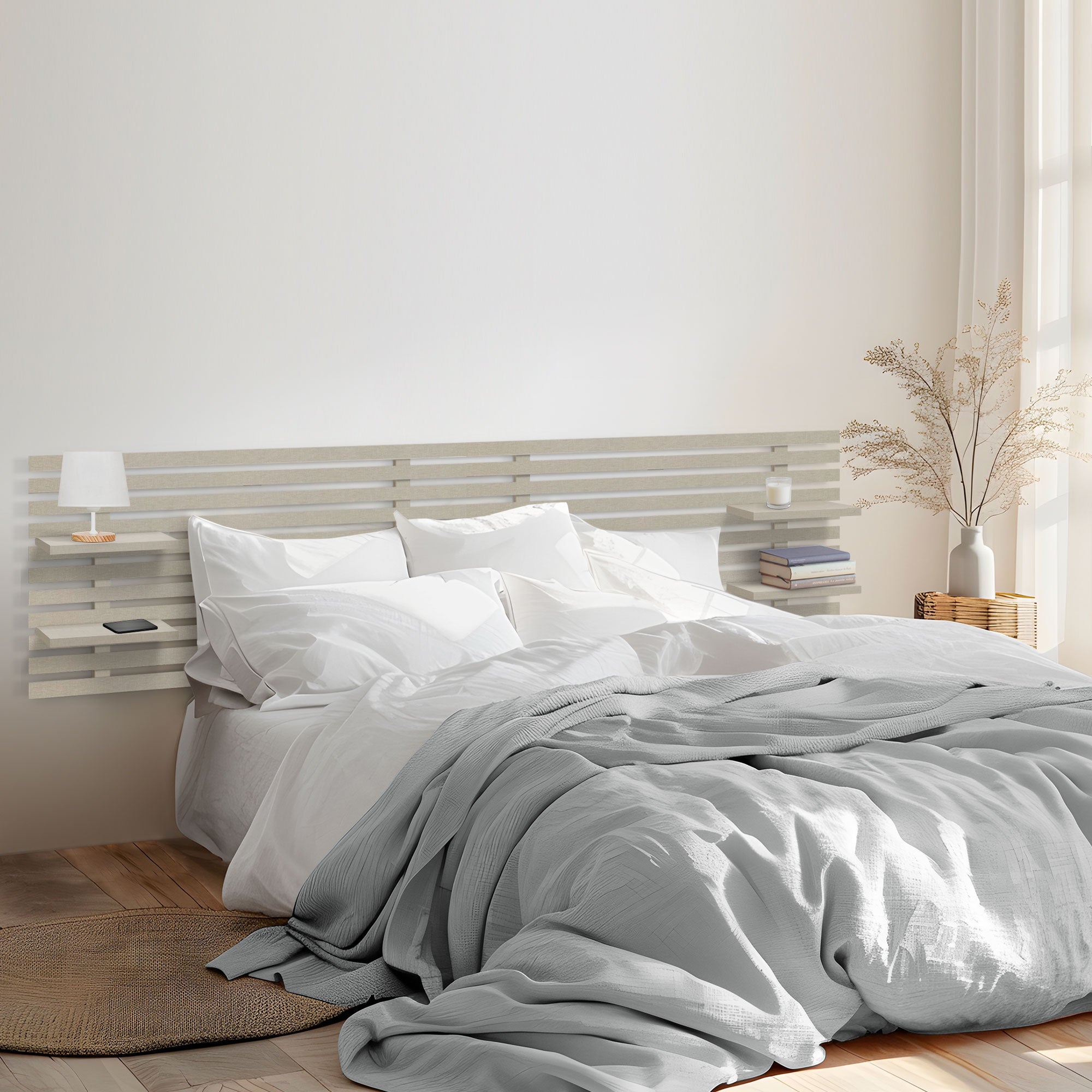 DHOME Tête de lit avec étagères en bois recyclé DM Tenture murale Style ...