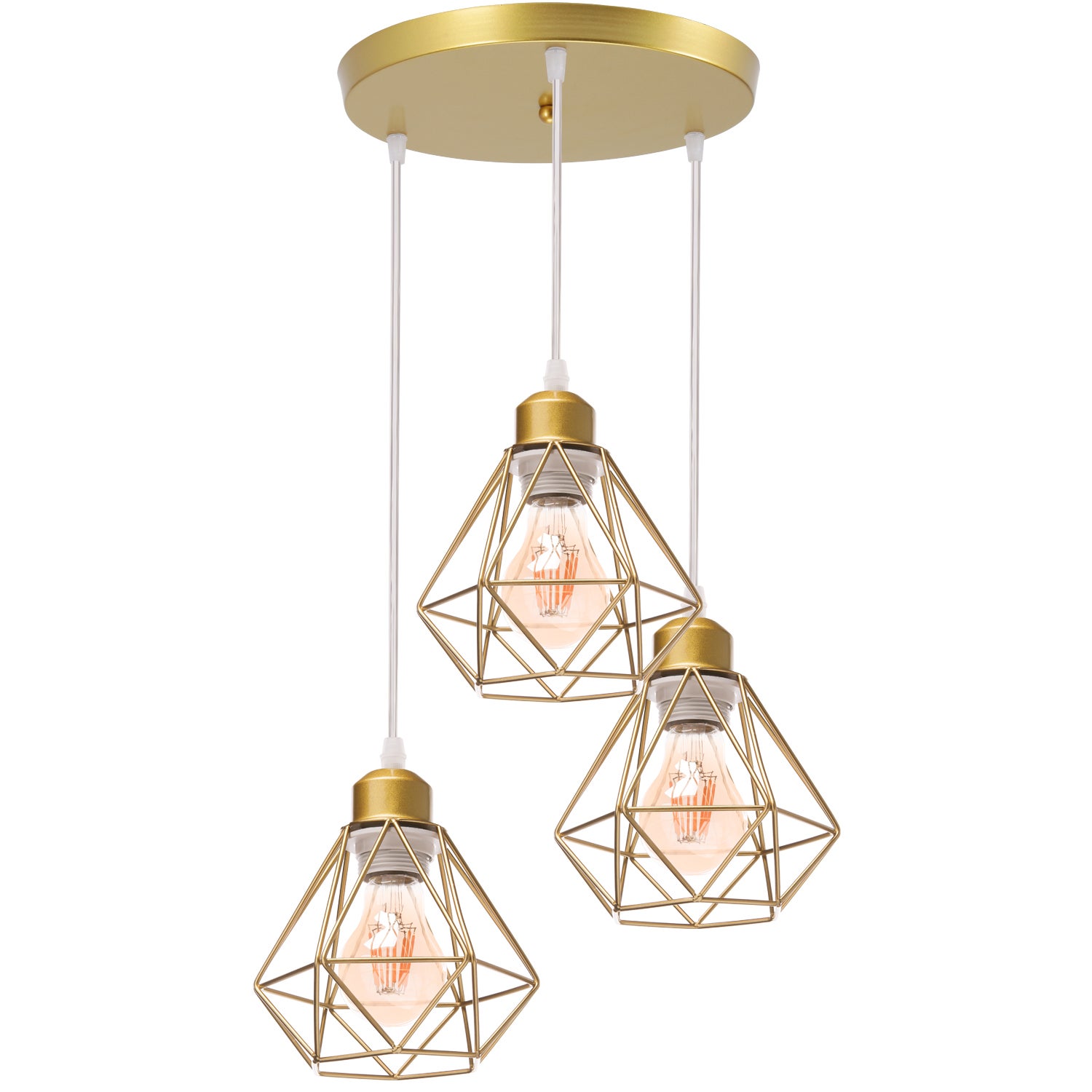 Lámparas de Colgar Industrial Lámpara Colgante Hierro Retro de 3 Luces ...