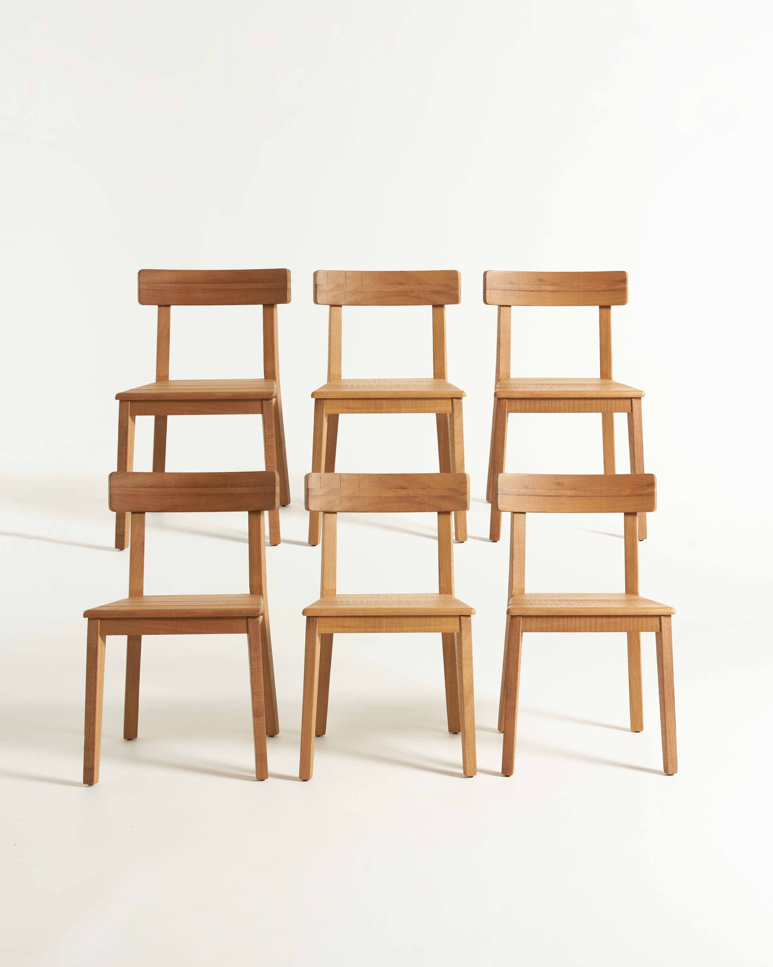 LUCA Ensemble de 6 chaises d'extérieur en bois d'iroko durable HANNUN ...