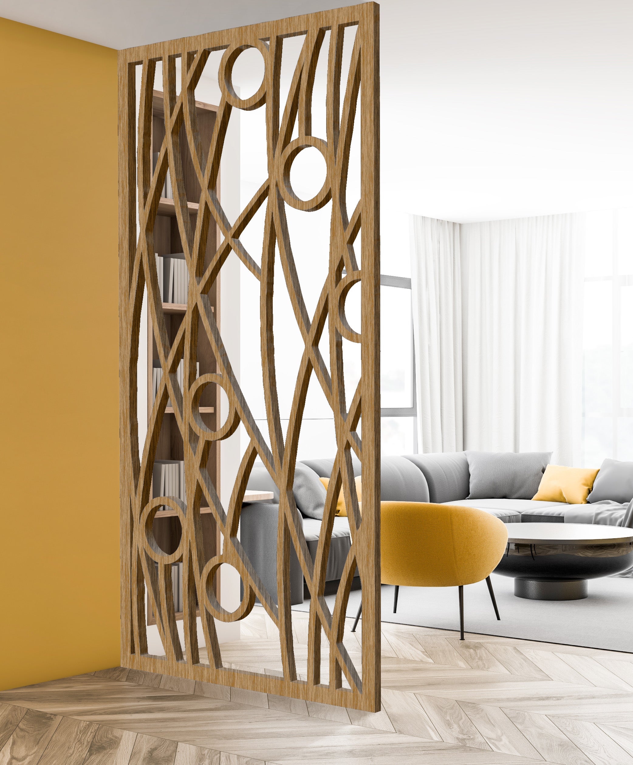 Cloison de séparation bois CERCLE MDF claustra L.80xH.200xE.1.9cm ...