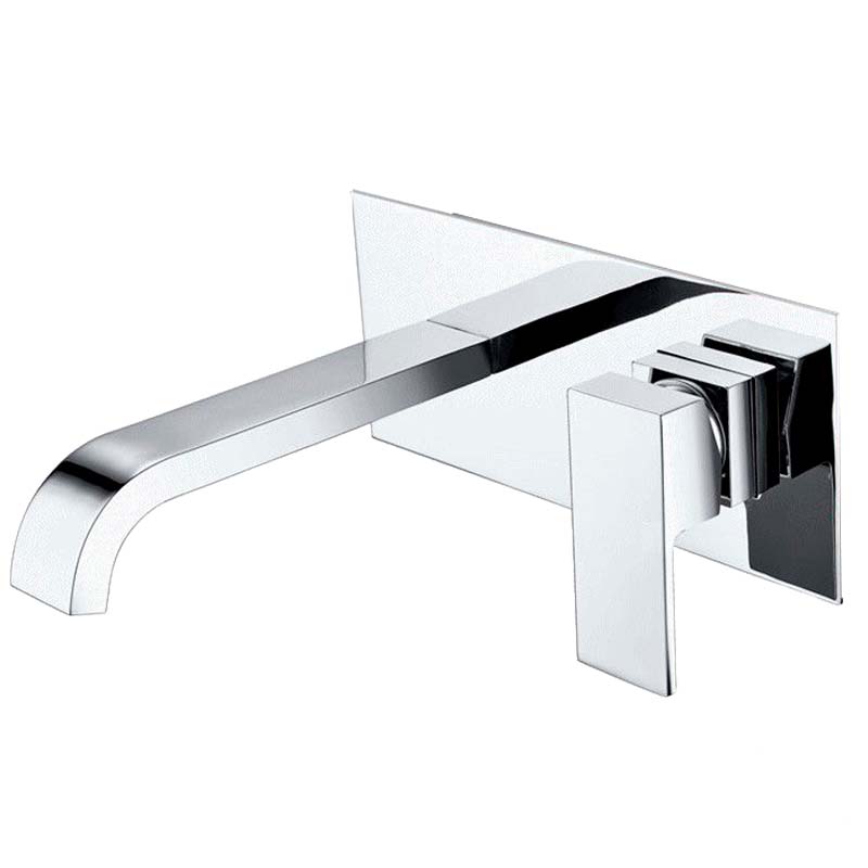 Valaz Grifo de lavabo empotrado cuadrado con caño curvo de 21CM cromado ...