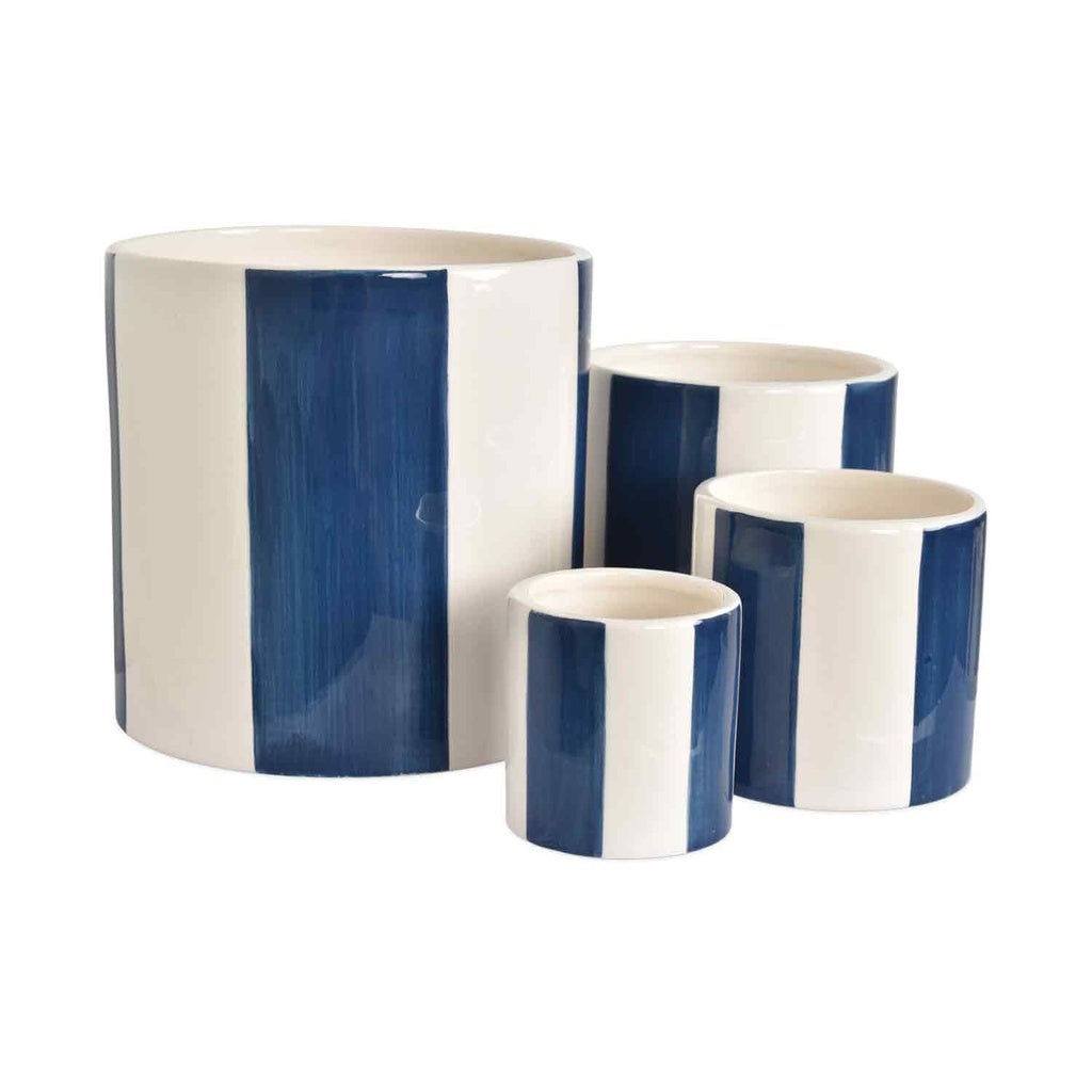 Lot de 4 Pots en céramique rayures bleues | Leroy Merlin
