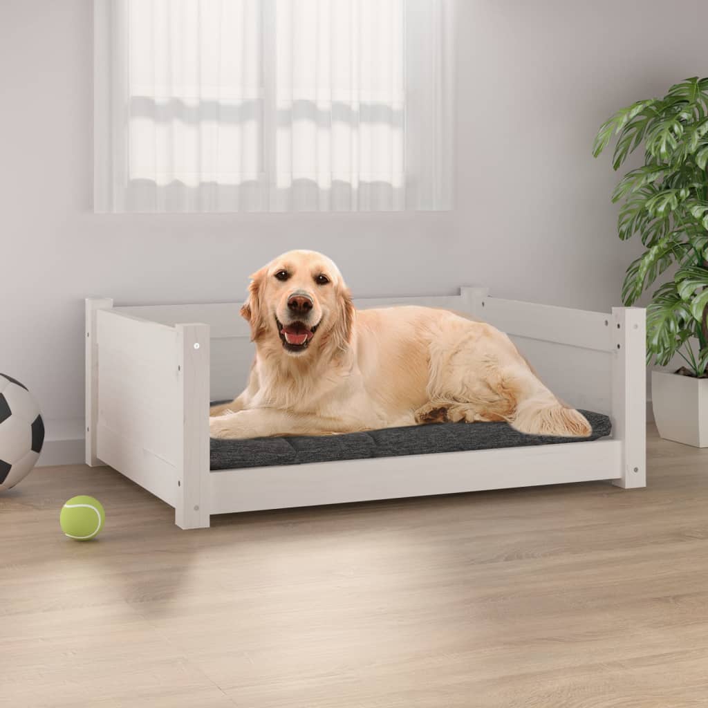 Lit pour chien | Lit pour animal Blanc 75,5x55,5x28 cm Bois de pin ...