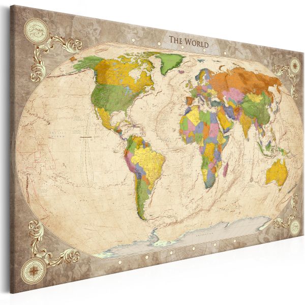 Tableau Cartes du monde Map and Ornaments 90x60 cm | Leroy Merlin