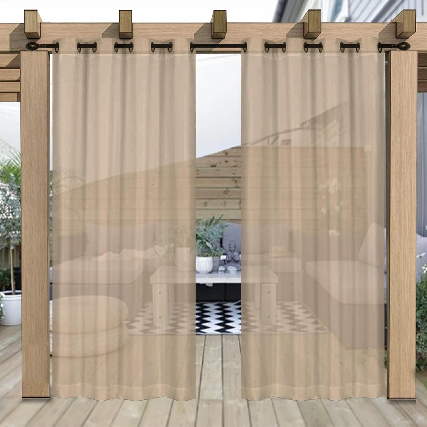 Rideaux de terrasse extérieurs, rideaux en tulle imperméables avec ...