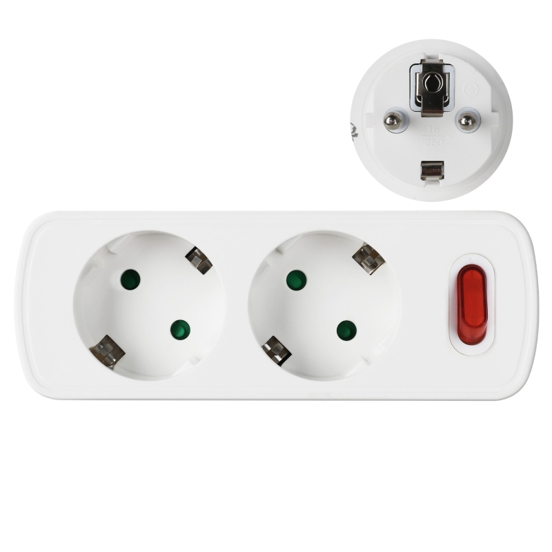 Adaptador de enchufe eléctrico de la UE con 2 tomas, estándar europeo ...