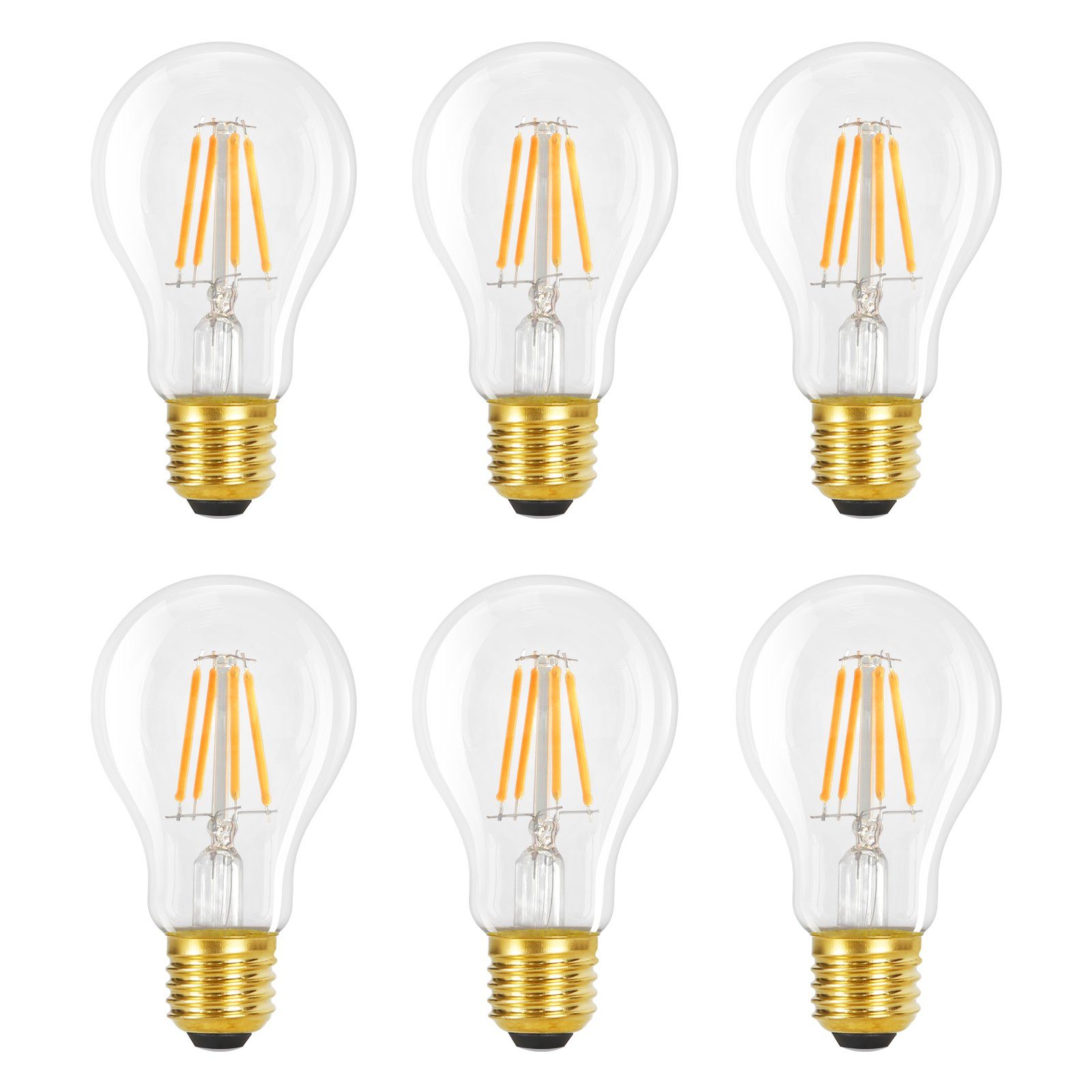 NETTLIFE Lot de 6 ampoules LED E27 : lampe vintage A60 Edison de 4W 2700K blanc chaud à filament ...