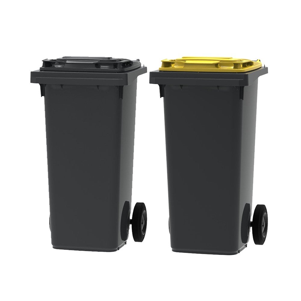 ESE France Lot de 2 Conteneurs Poubelles à déchets 2 roues - 120L - 100 ...