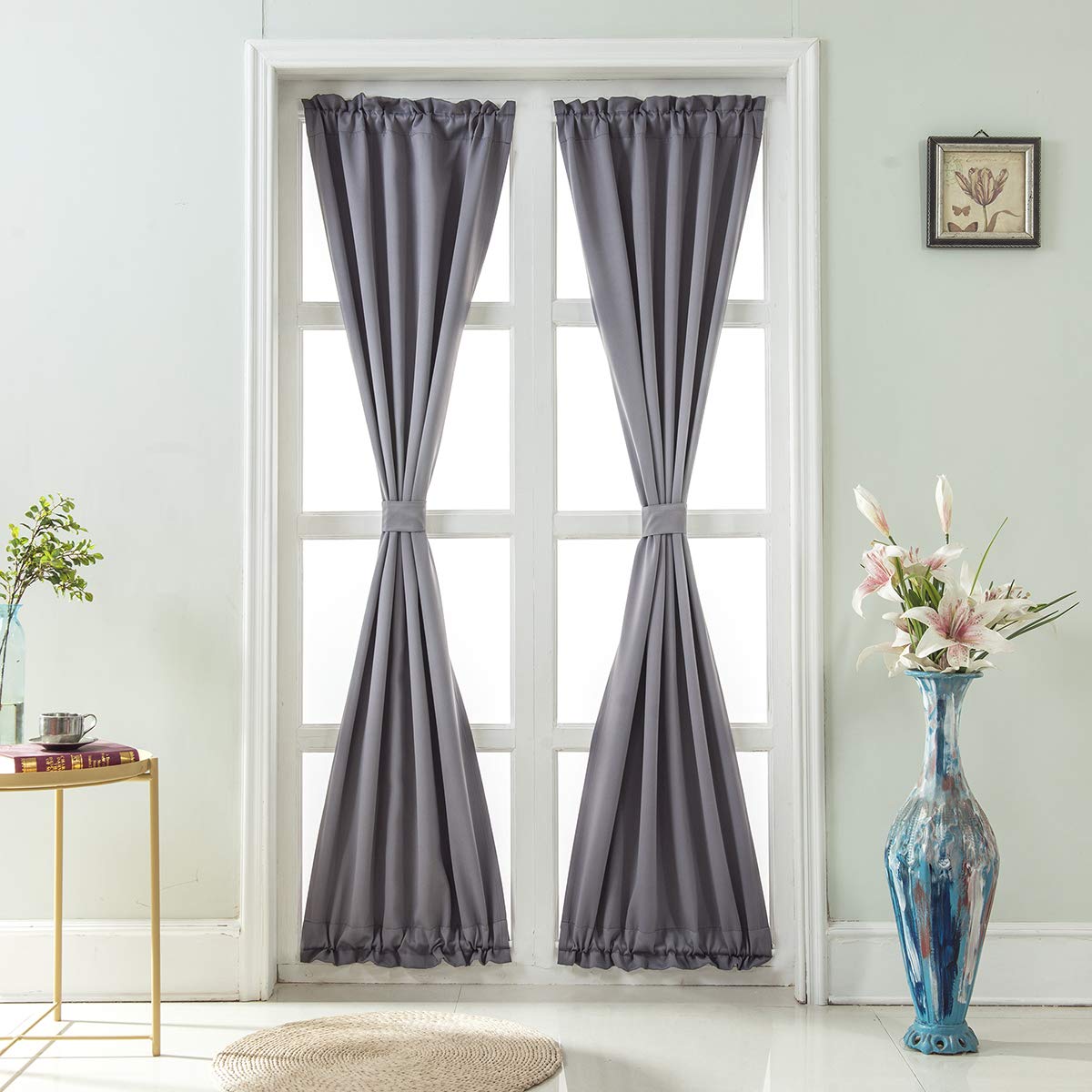 French Panneau de Porte Rideaux Isolation Thermique Couleur Pure ...