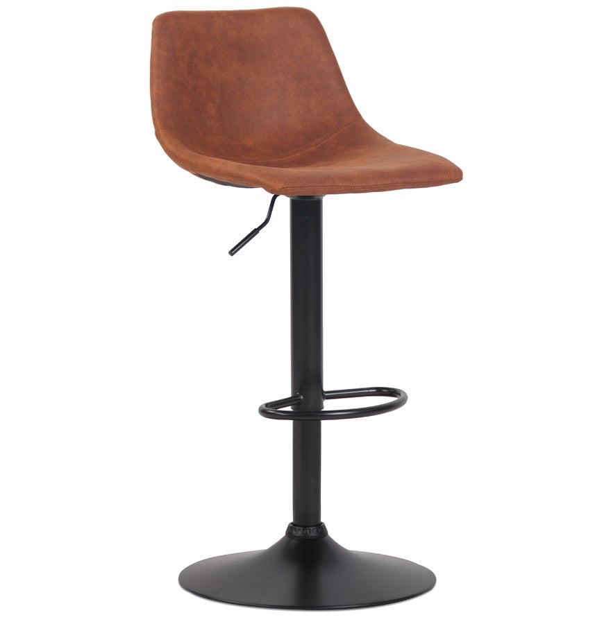 Tabouret réglable design 'OMALET' en microfibre brune et pied en métal ...