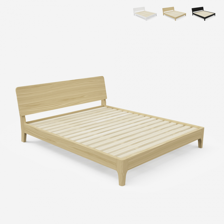 Lit double design moderne en bois 160x200 avec sommier à Linz King ...