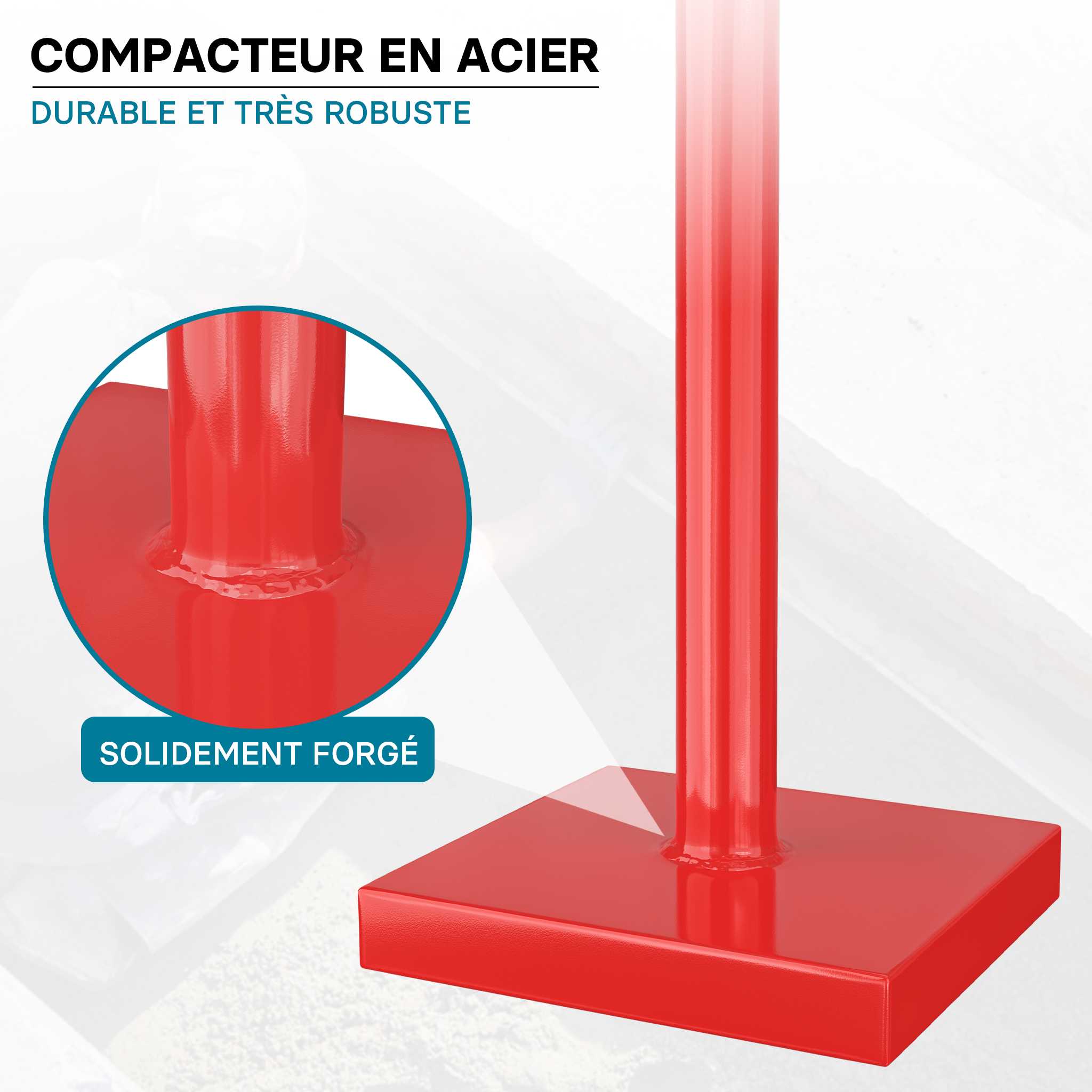 Wiltec Dameuse de sol – en Acier – 11,5 kg – Plaque carrée 20 x 20 cm ...