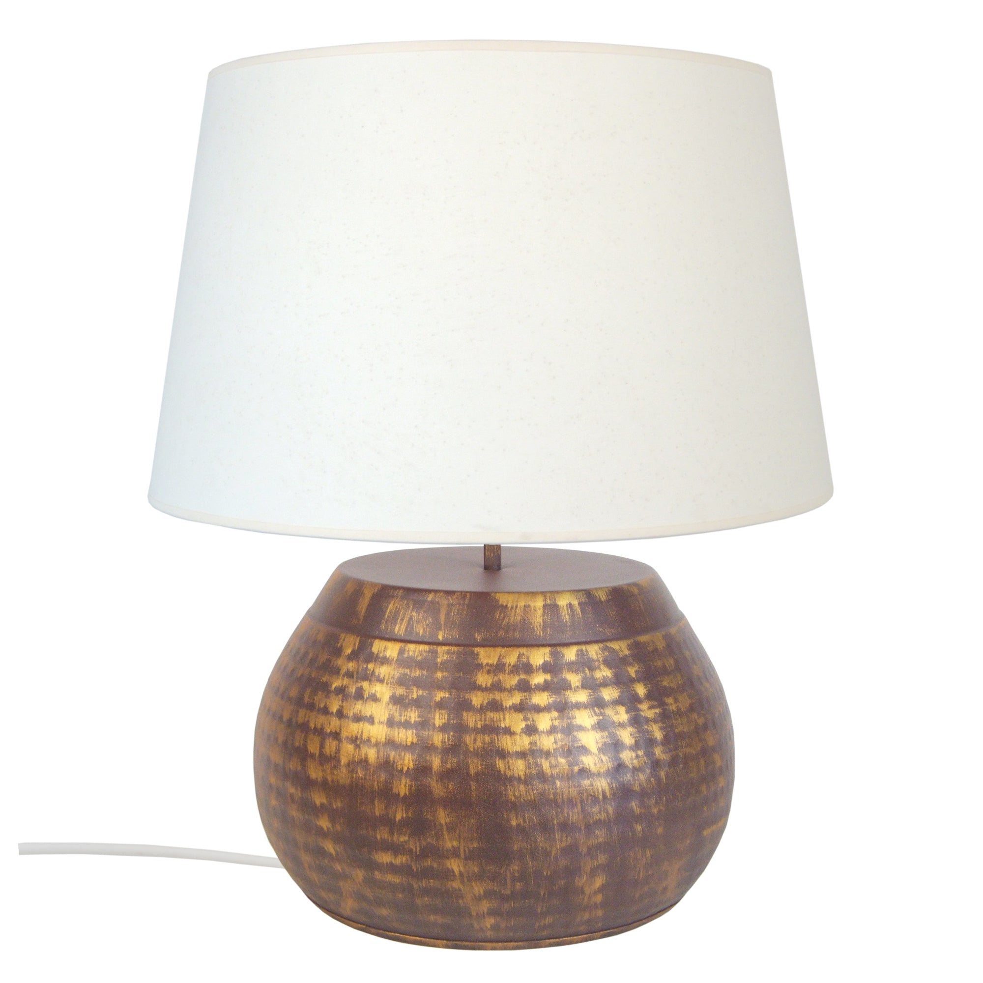 Lámpara de salón TOSEL MUMBAI tela globo marrón, dorado D50 x H60 cm ...