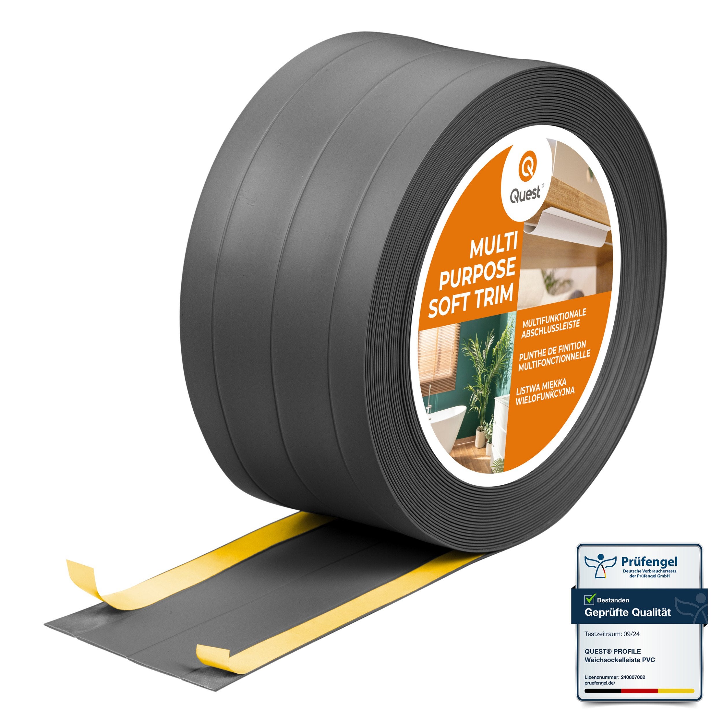 QUEST Zócalo de acabado W3 de PVC 4 en 1 120mm, 20m, autoadhesivo ...