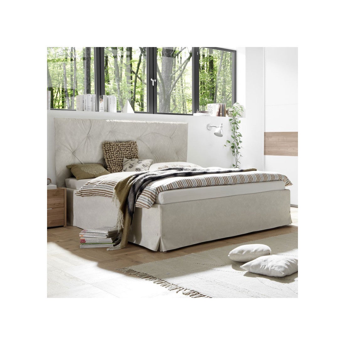 Cadre + Tête de lit 180*200 cm Simili cuir Argile - ANIECE n°2 | Leroy ...
