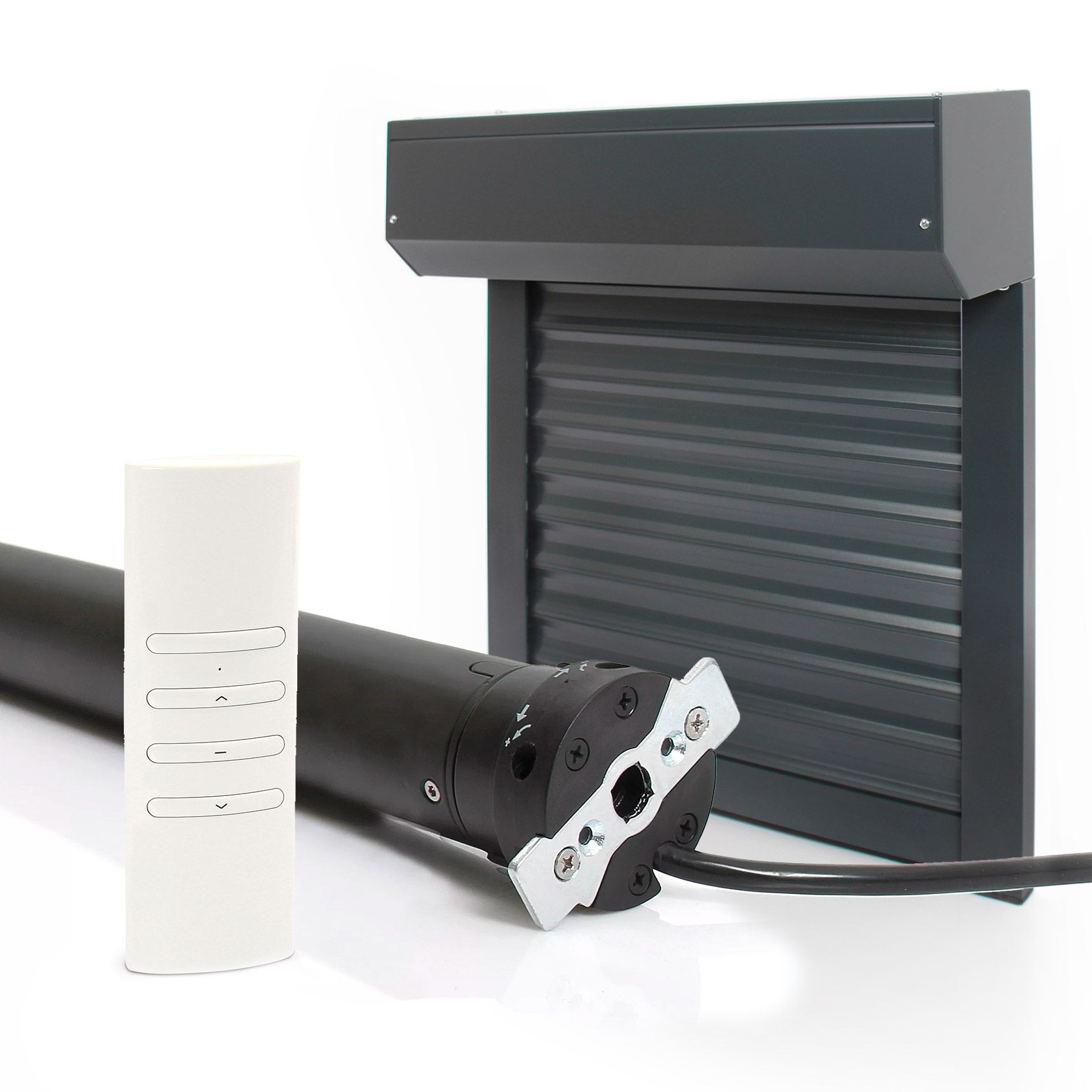Volet roulant électrique alu. isolé motorisé radio - Recoupable - H.120 ...