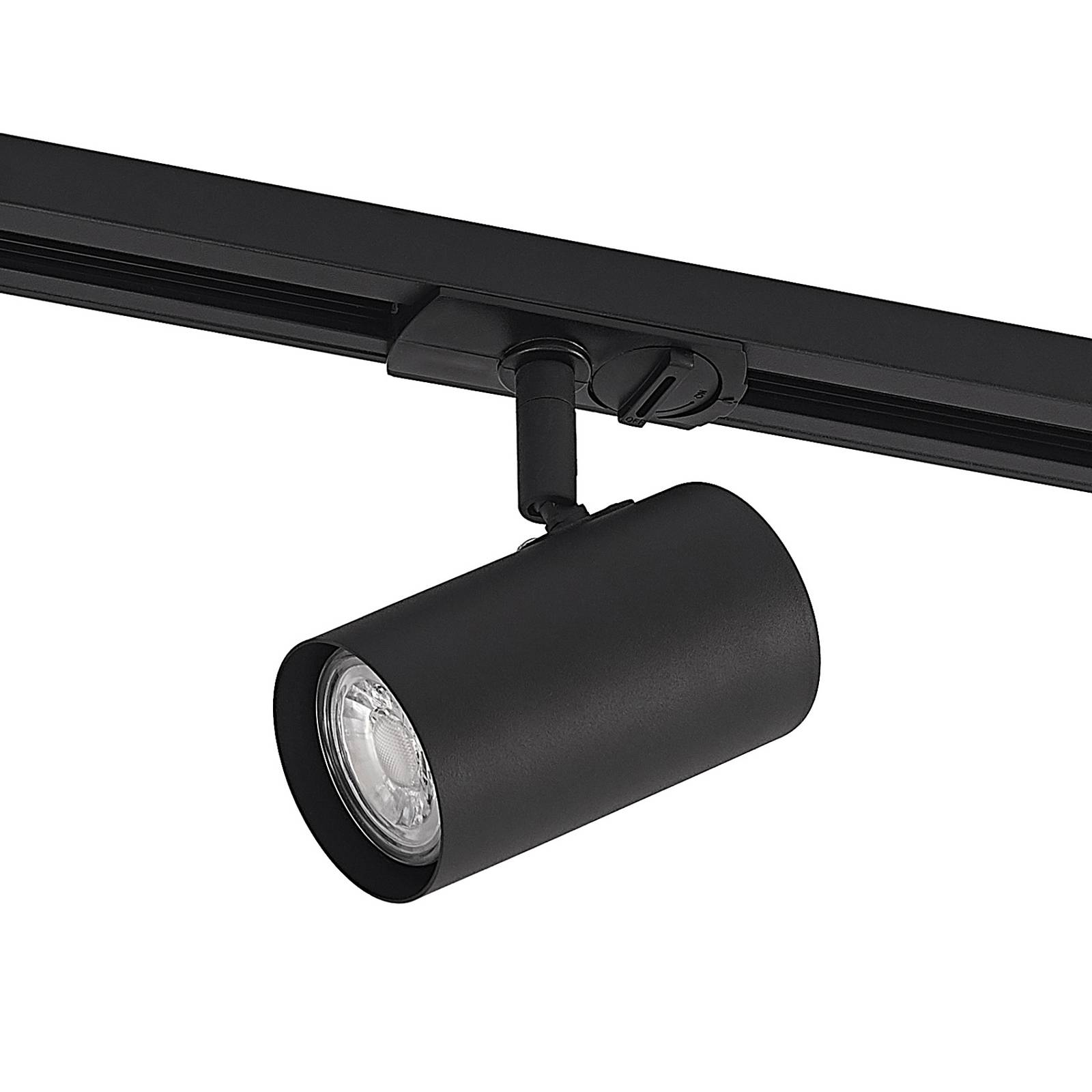 Lindby Spot sur rail Linaro, GU10, Ø 6 cm, noir, monophasé, Rail ...