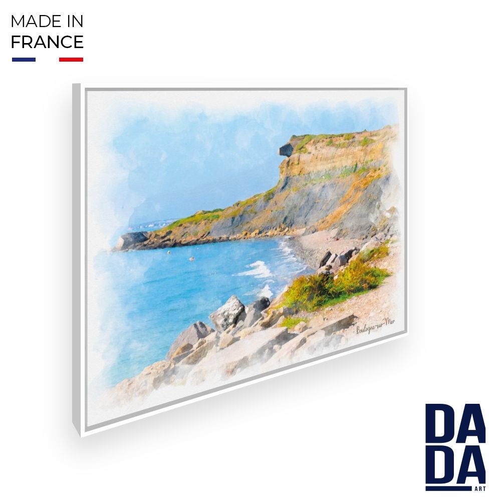 Tableau Côte de Boulogne-sur-mer / 45x60cm / Cadre Blanc / Fabriqué en ...