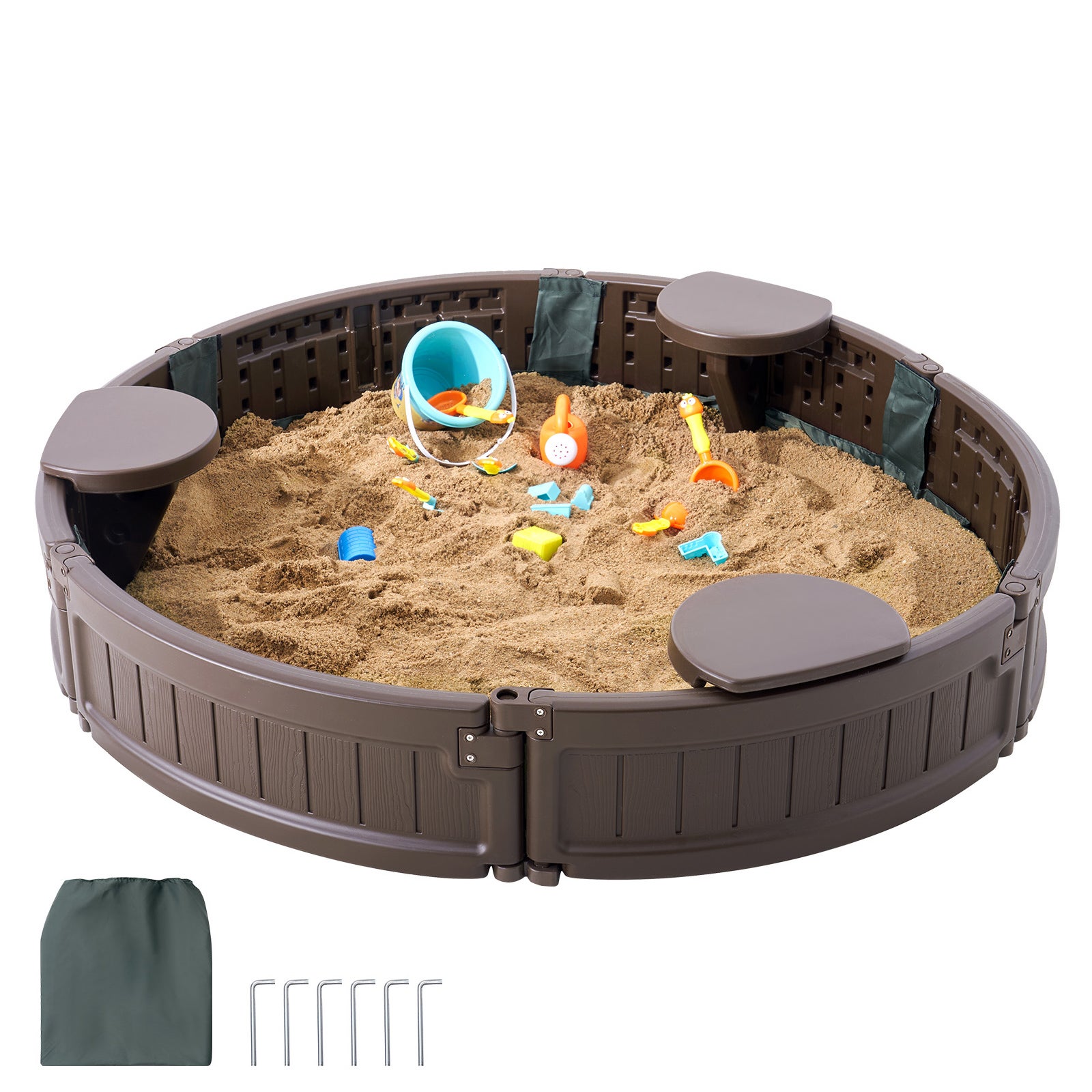 Bac à sable avec couvercle,SucceBuy bac rond 47,2 x 9,1 pouces,en PEHD ...