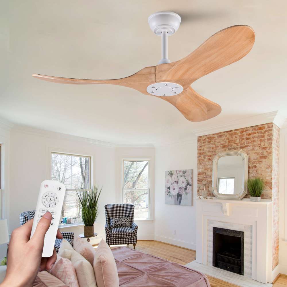 Ventilador techo 42 pulgadas 3 aspas madera, diseño hélice, sin luz ...