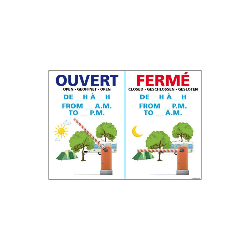 PANNEAU HORAIRES D'OUVERTURE (H0270) 300 x 210 mm Matière PVC | Leroy ...