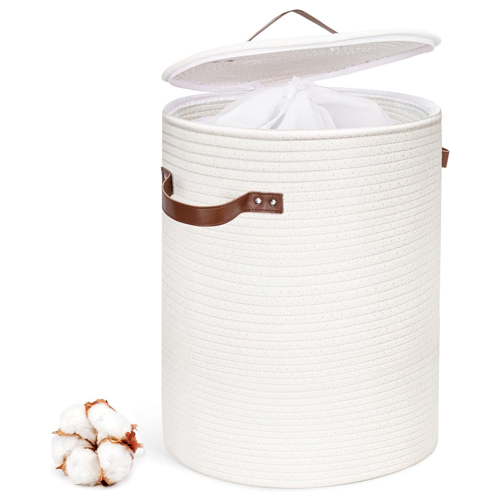 Panier à linge pliable en coton tissé avec couvercle Panier de ...