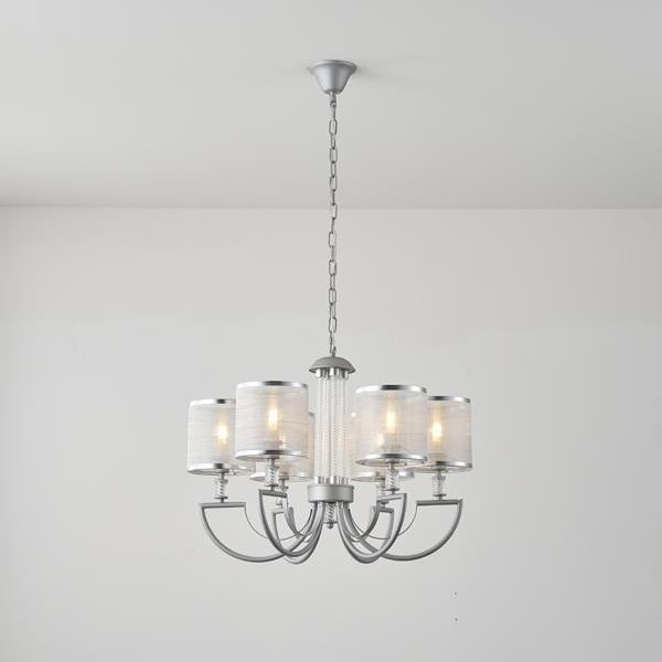 LÁMPARA DE TECHO COLGANTE METAL / FABRIC 6 LUCES 6XE14 ΜΑΧ 8W ...