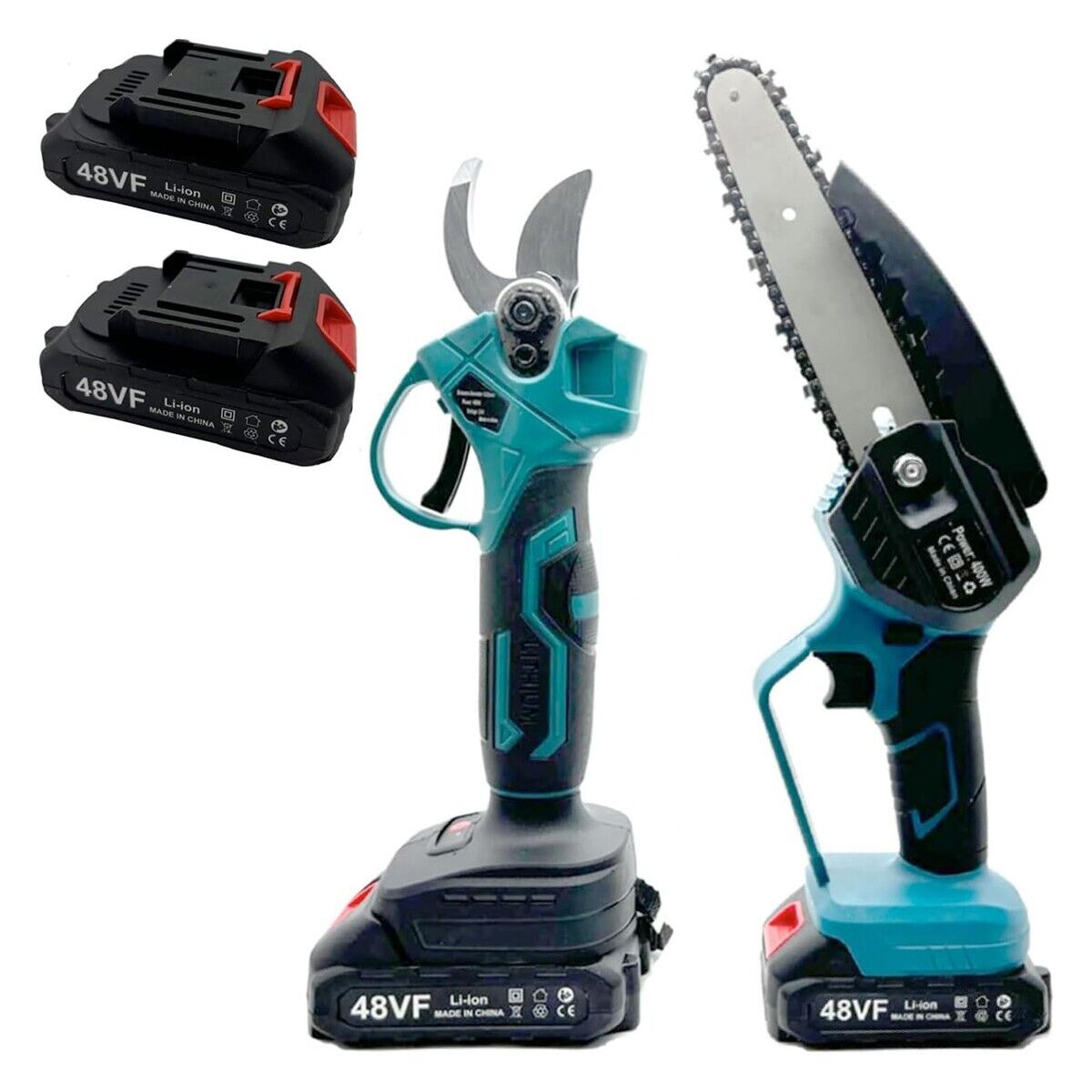 KIT 2 SÉCATEURS À BATTERIE ET TRONÇONNEUSE 6" COFFRET SÉCATEUR 48V 2 ...