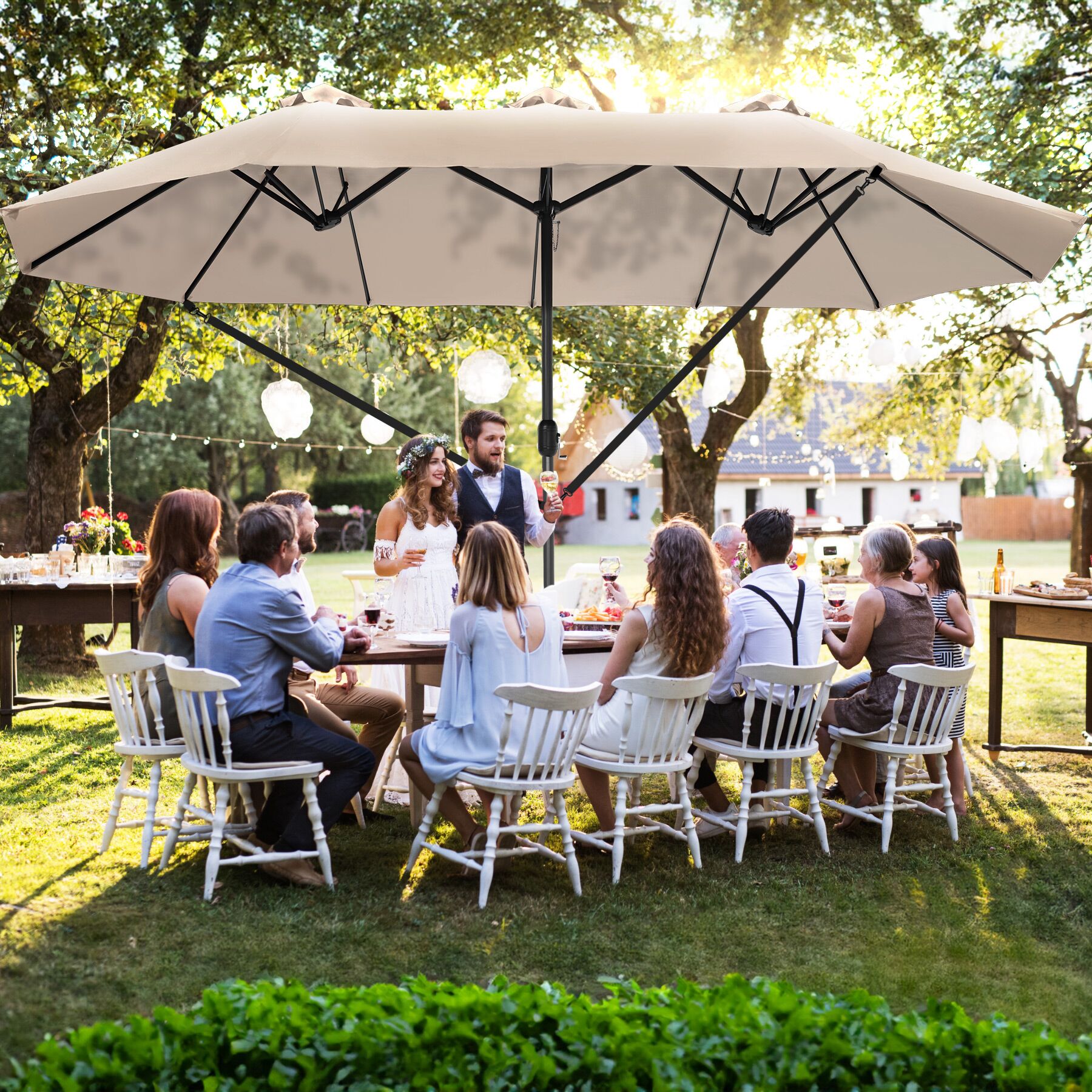 Parasol en aluminium 460 x 270 cm TECTAKE | Leroy Merlin