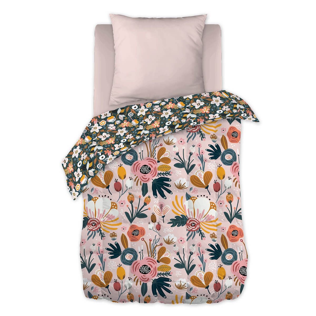 CAPUK - Couette Imprimée Motifs Rétro 140x200 cm + 1 Taie d'oreiller ...