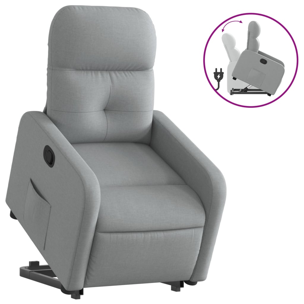 Sillón reclinable elevable de tela gris claro | Leroy Merlin