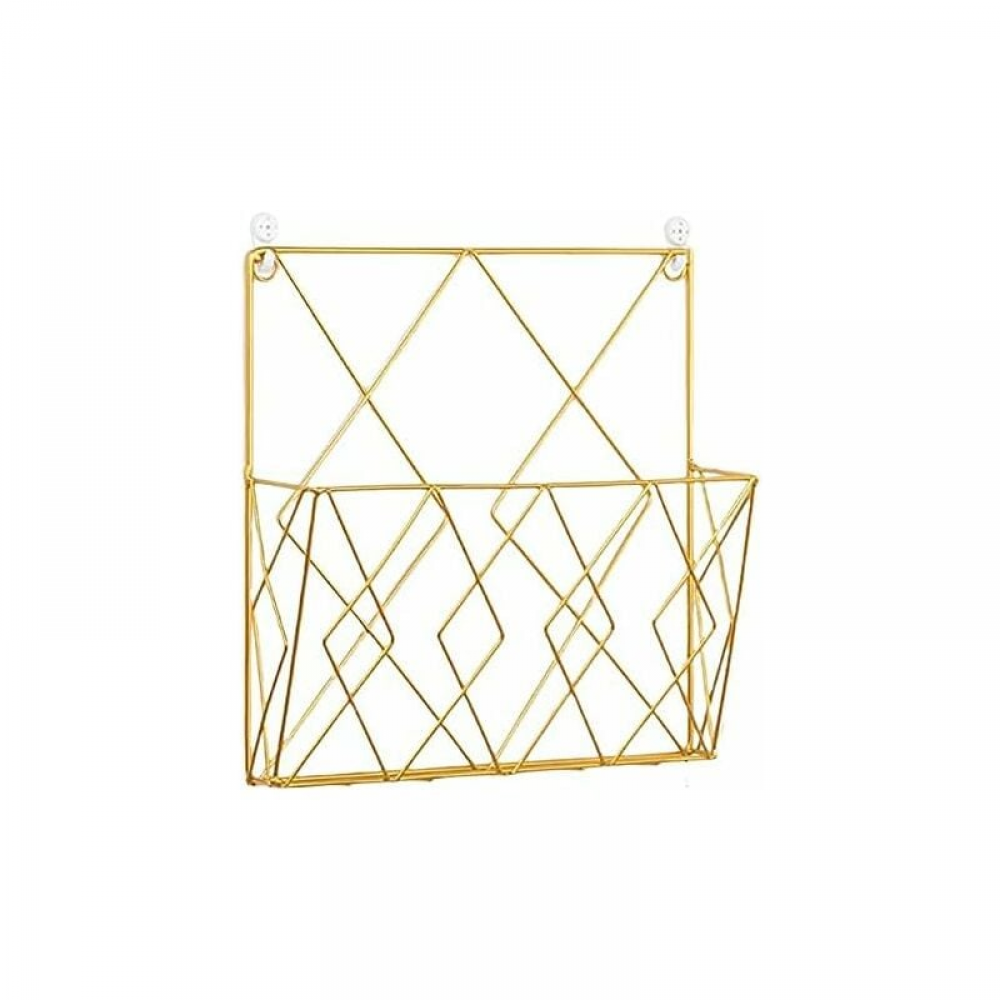 (dorado) Revistero de pared metálico multifuncional para guardar ...